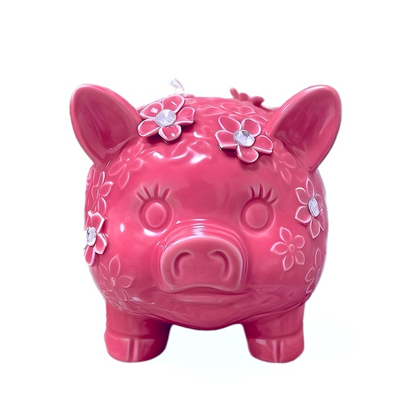 Threshold | Accents | Pink Ceramic Piggy Bank With Jeweled Flowers ...